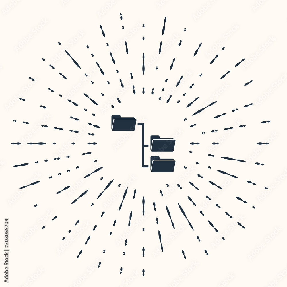 Grey Folder tree icon isolated on beige background. Computer network file folder organization ...