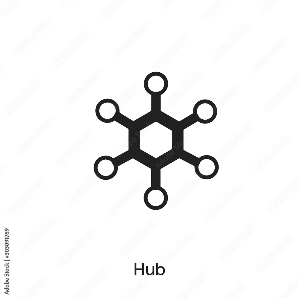 Hub icon. Network vector symbol. Linear style sign for mobile concept ...