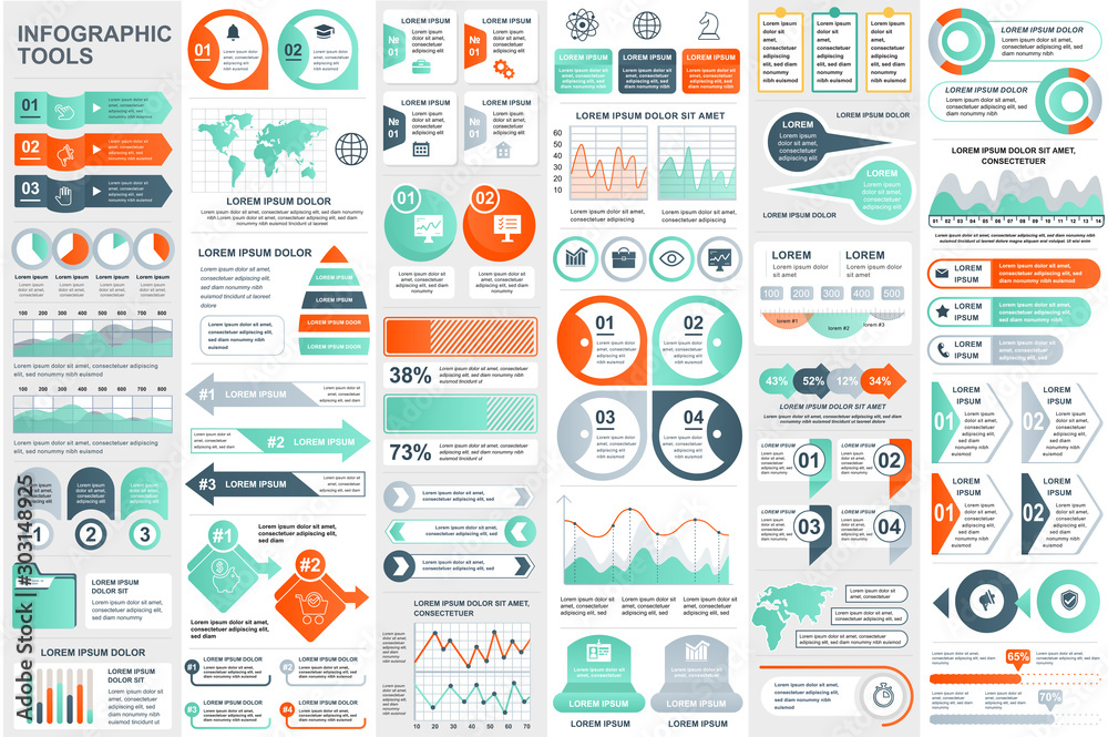 Bundle infographic elements data visualization vector design template ...