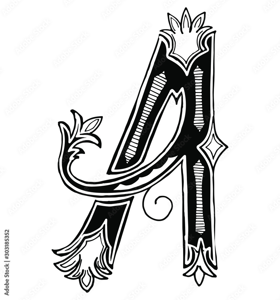 Capital letter "A". Author letter "A" with decorative design. Stock ...