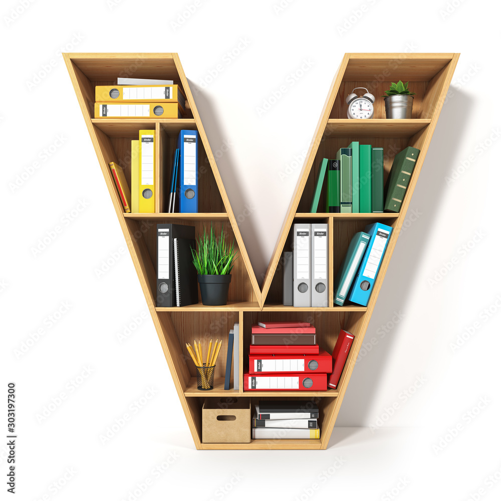 Illustration Stock Letter V. Alphabet in the form of shelves with file ...