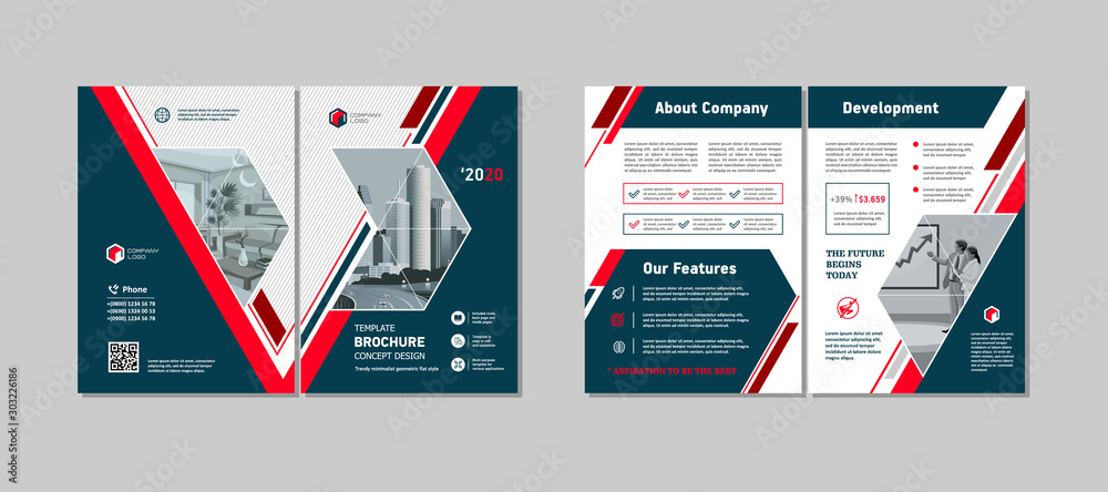 Bi-fold brochure creative design. Multipurpose template with cover ...