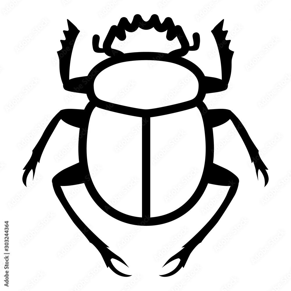 Scarabaeus sacer / sacred scarab dung beetle line art vector for apps ...