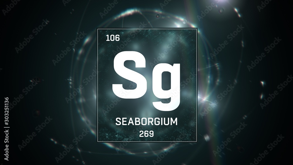 3D illustration of Seaborgium as Element 106 of the Periodic Table ...