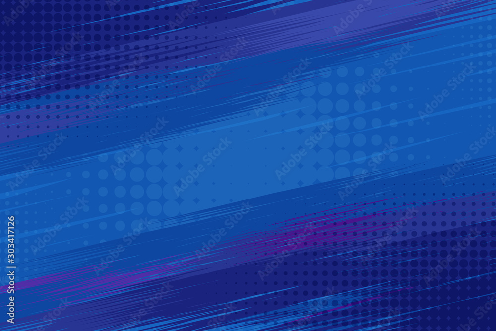 Abstract blue striped retro comic background with halftone corners ...