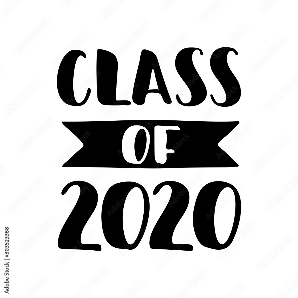 Class of 2020. Black Hand drawn brush lettering Graduation logo on ...