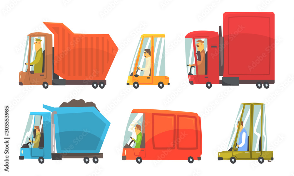 Cartoon People In Different Vehicles In Urban Traffic Vector ...