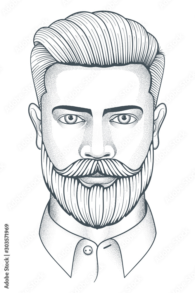 how to draw man with beard