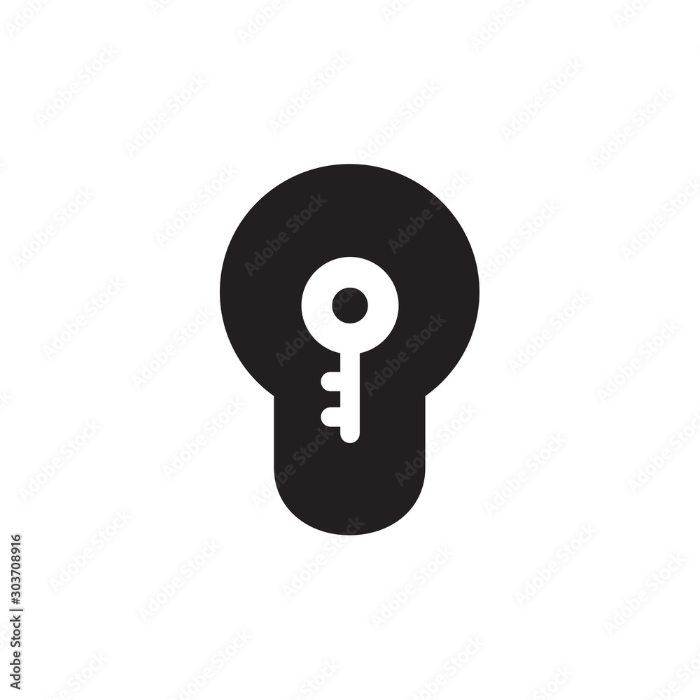 flat black glyph key icon. Logo element illustration. key design ...