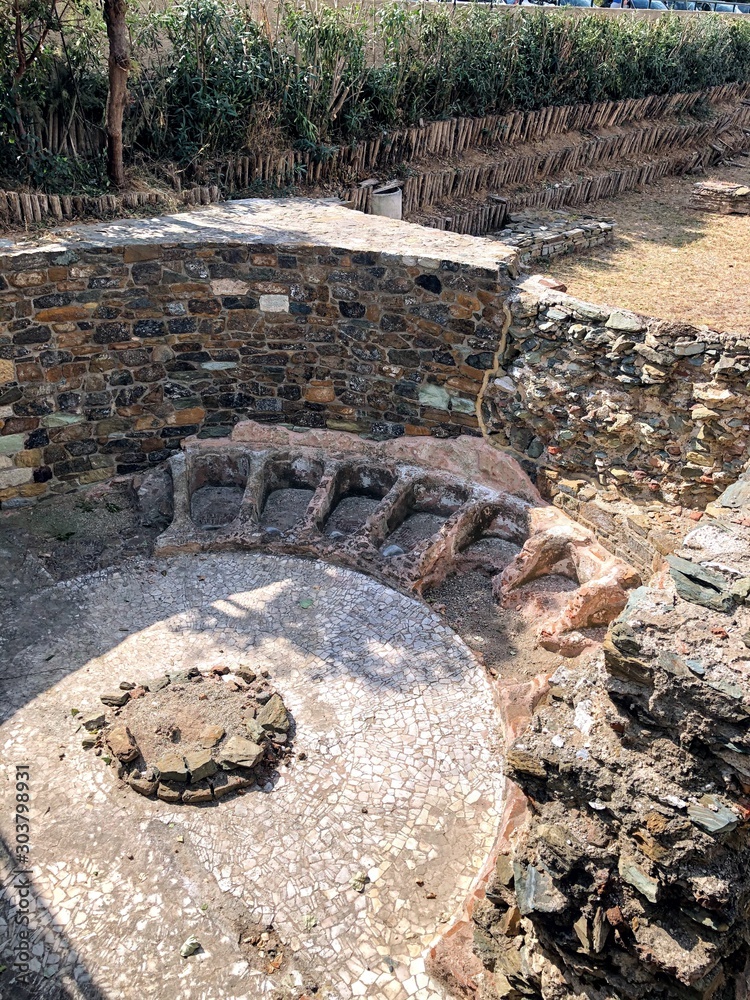 Ruins of a bath in ancient greek sauna, Thessaloniki, Greece Stock ...