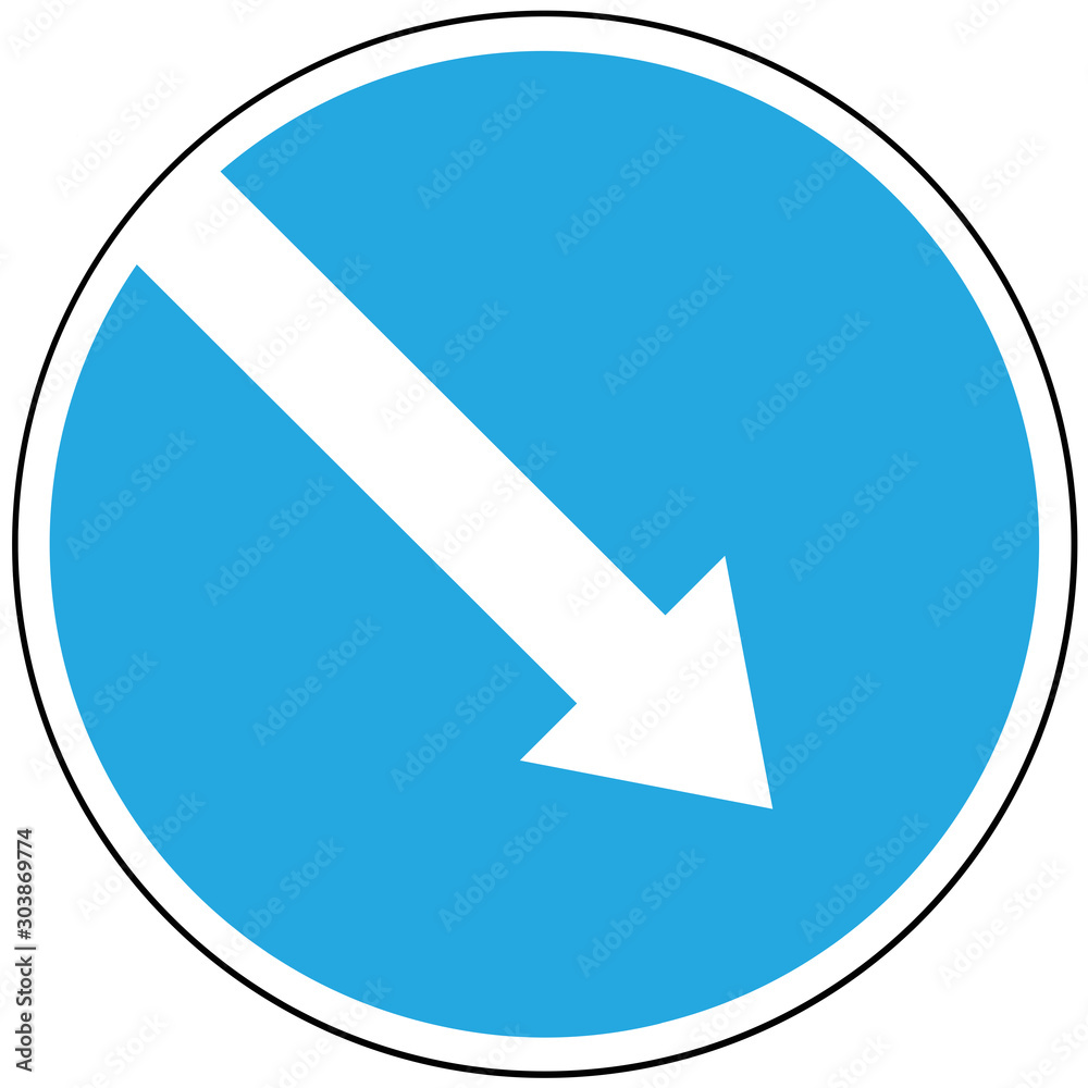 Prescribing sign "Obstacle avoidance on the right". Russia Stock ...