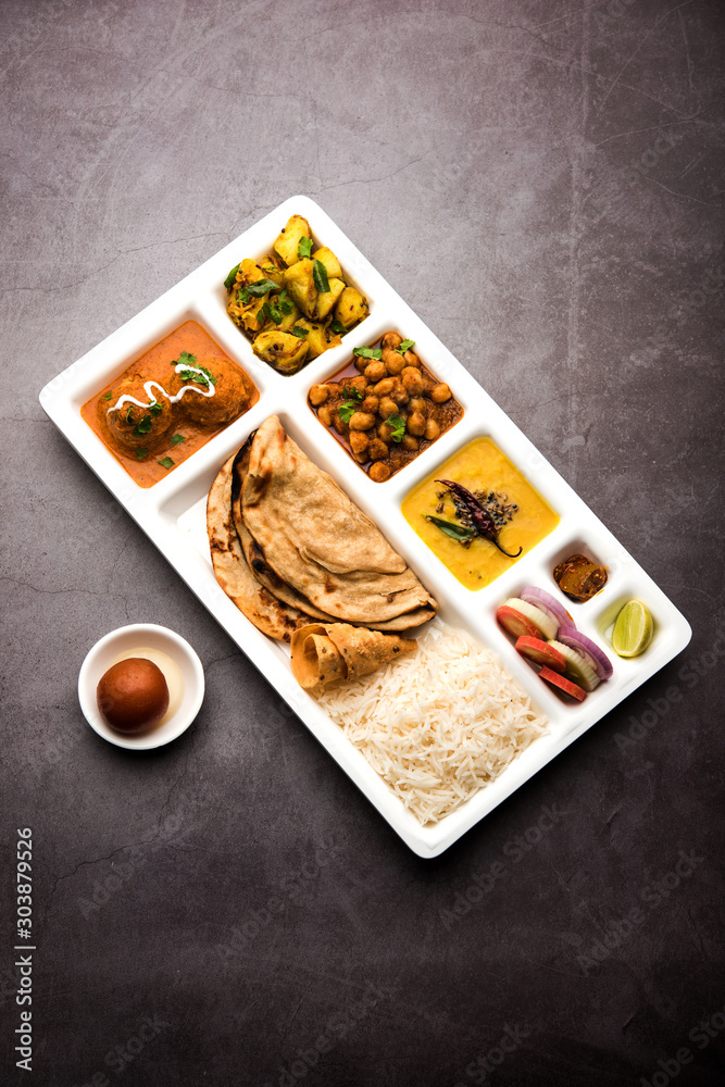 Indian vegetarian Food Thali or Parcel food-tray with compartments in ...