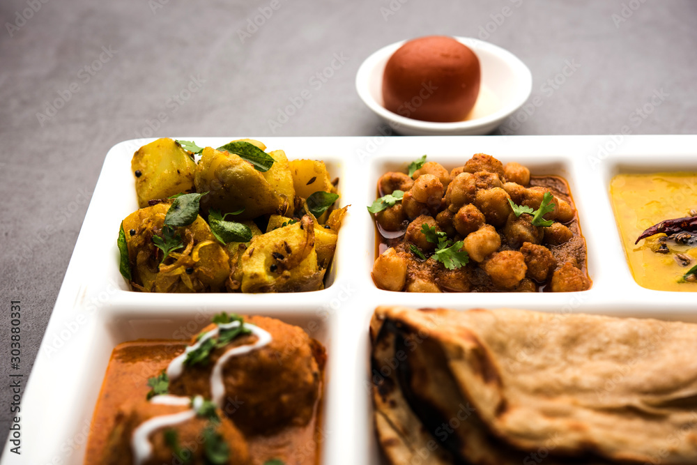Indian vegetarian Food Thali or Parcel food-tray with compartments in ...