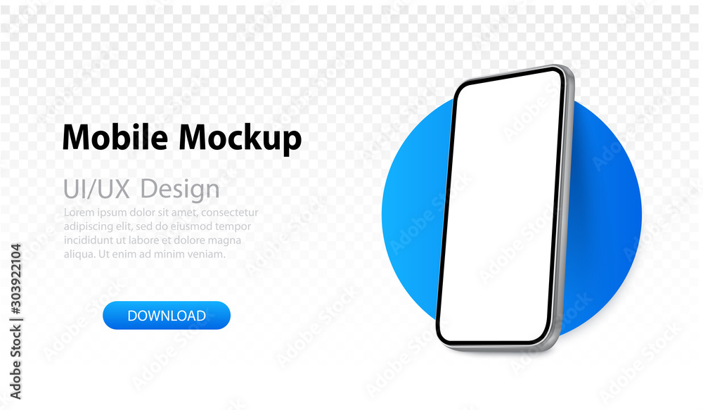 Mockup smartphone blank screen. Blank template UI/UX for presentation ...