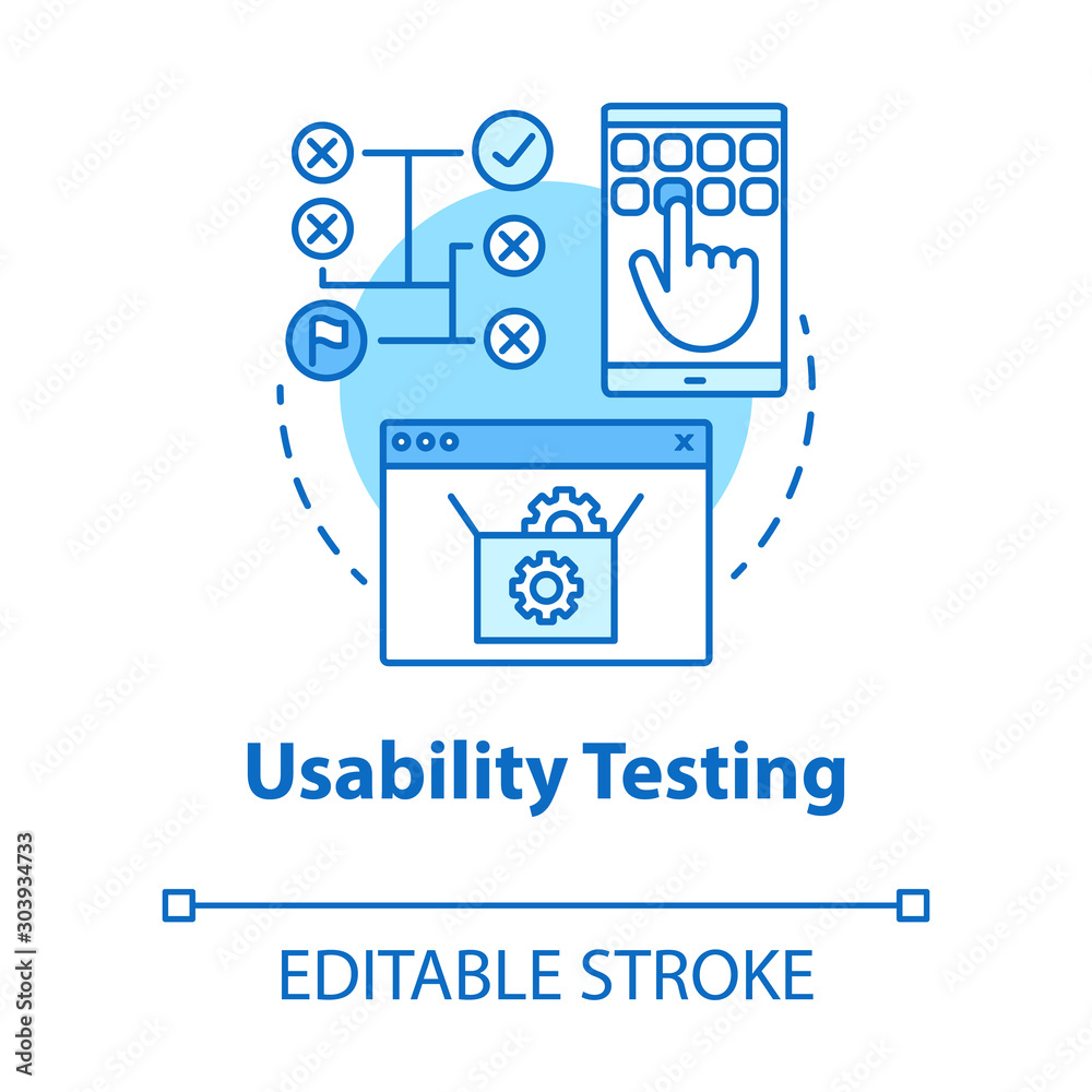 Usability testing turquoise concept icon. Software development idea ...