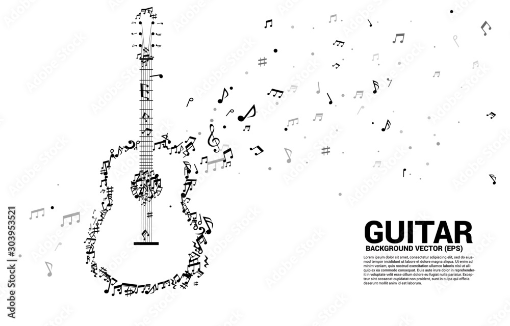 Vector music melody note dancing flow shape guitar icon . Concept ...