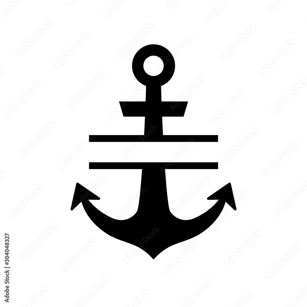 Anchor monogram line icon. Clipart image isolated on white background ...