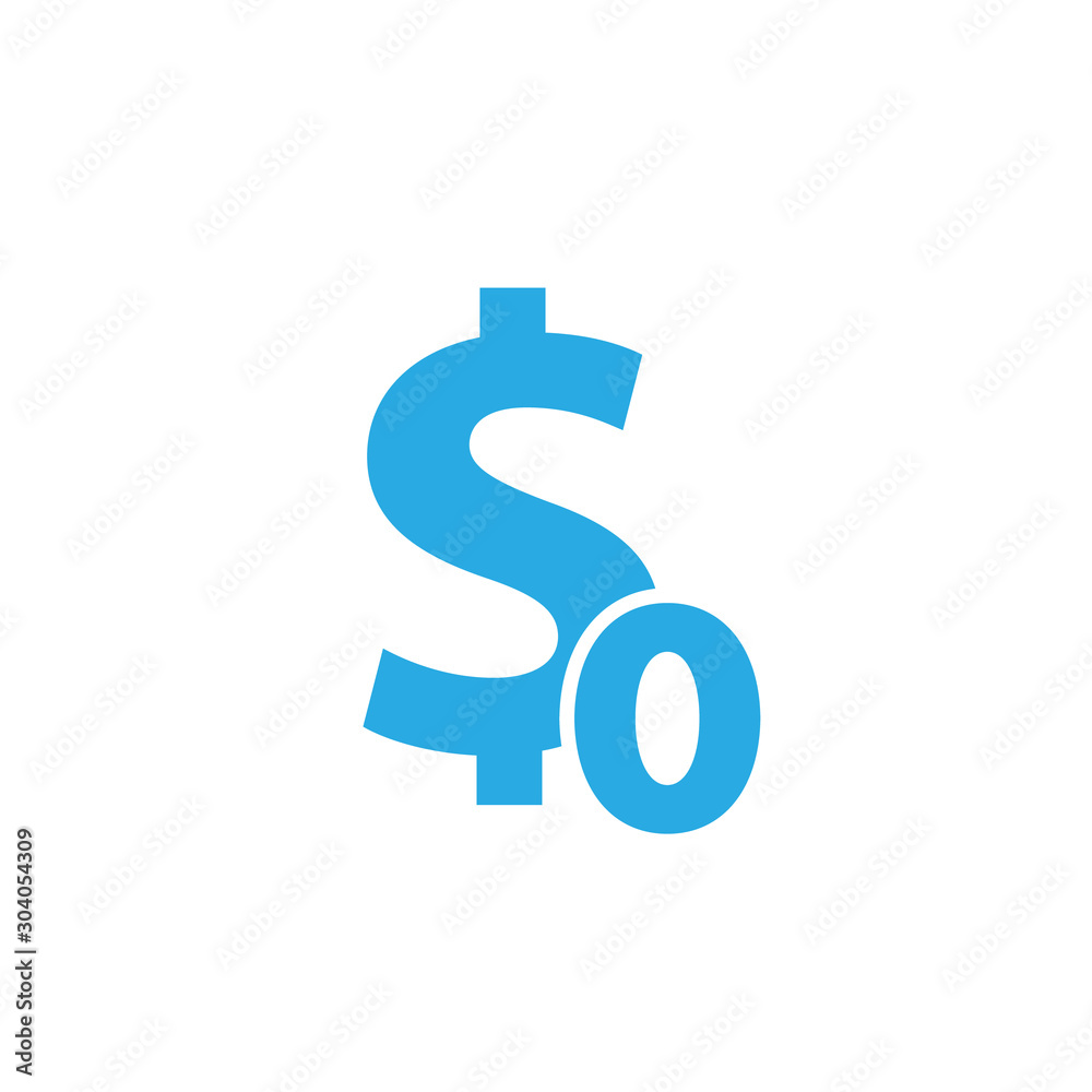 Zero cost icon. Clipart image isolated on white background Stock Vector ...