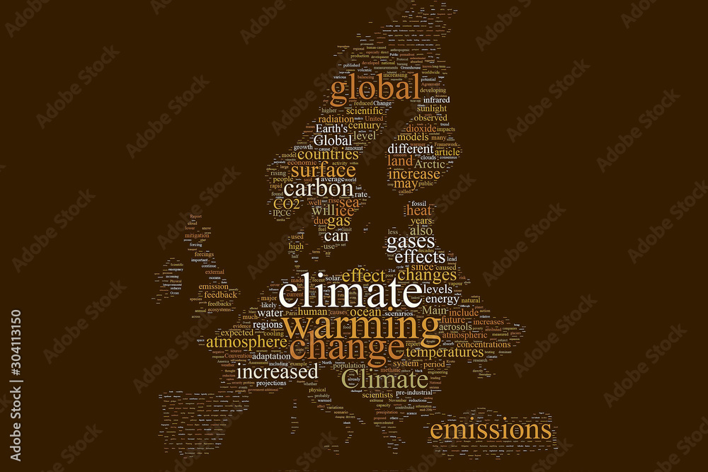 Climate change Europe map word cloud Stock Illustration | Adobe Stock