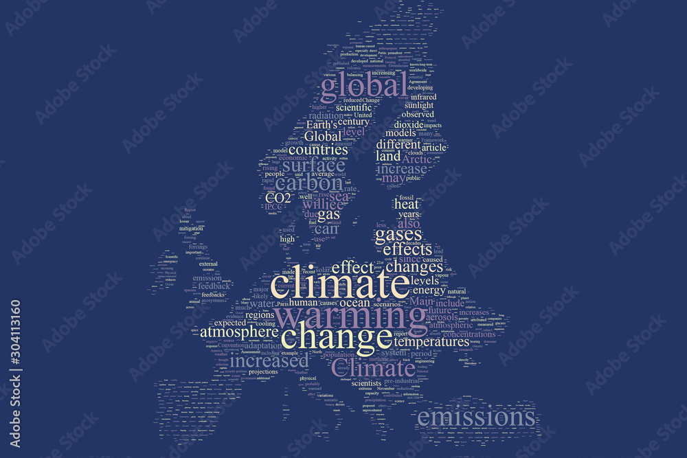 Climate change Europe map word cloud Stock Illustration | Adobe Stock