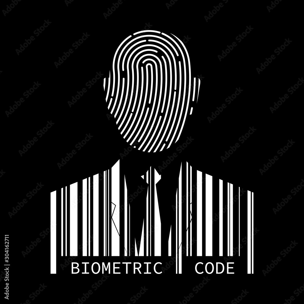 Fingerprint man or human silhouette. Digital security authentication ...