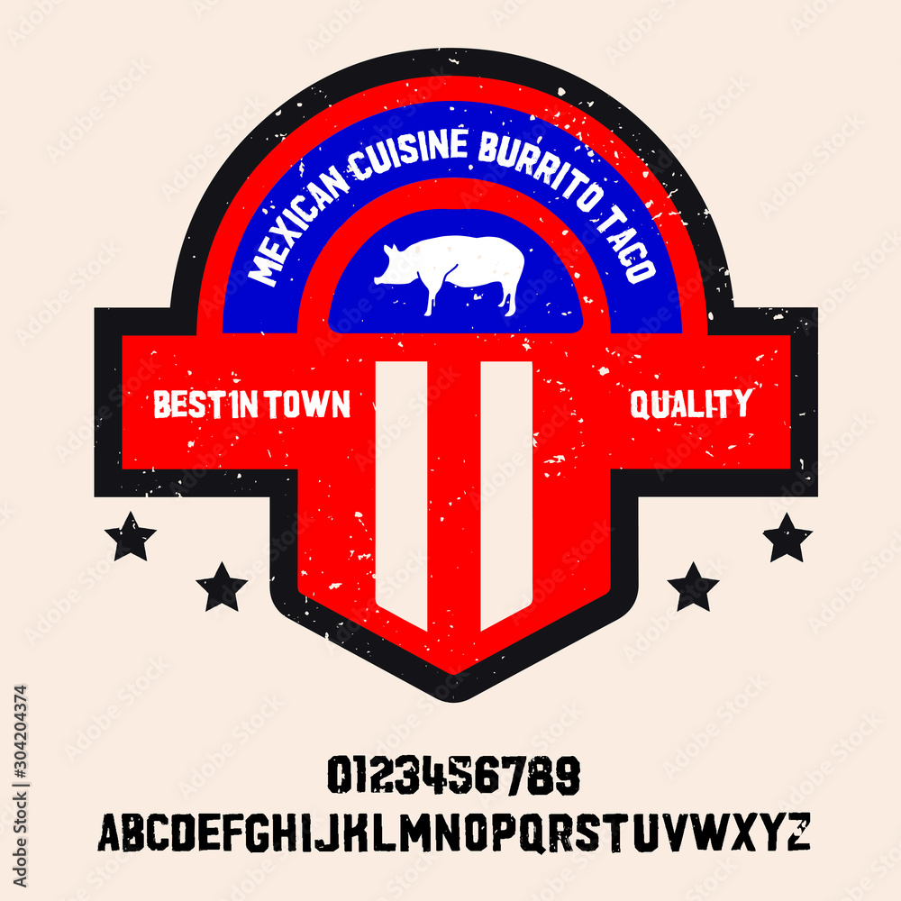 Hand drawn vintage retro font. Outdoor advertising of American ...