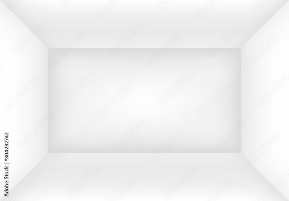 Empty white room or box. Interior background mock up for your design ...