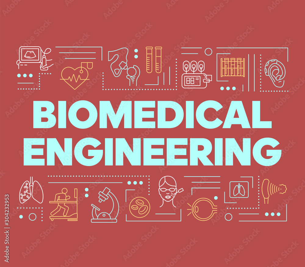 Biomedical engineering word concepts banner. Biotechnology for health ...