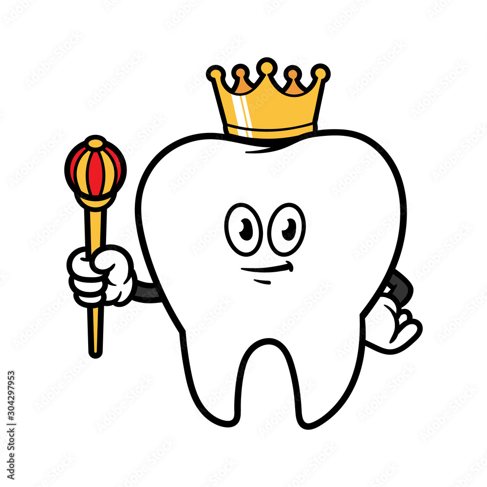 Cartoon King Tooth Character Illustration Stock Vector | Adobe Stock