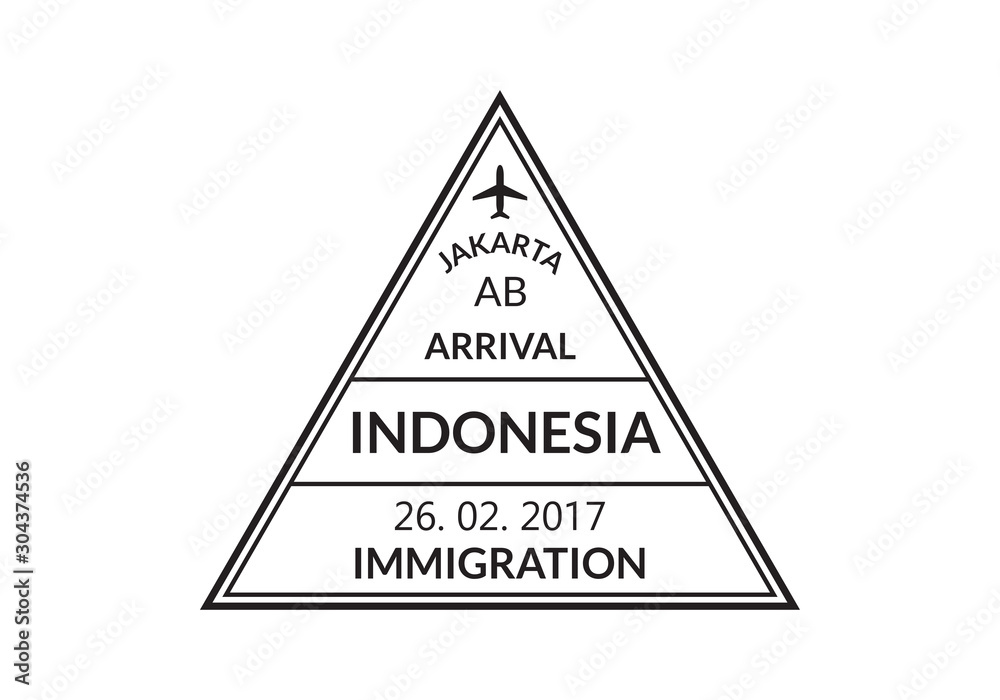 Indonesia passport stamp. Visa stamp for travel. Jakarta international ...