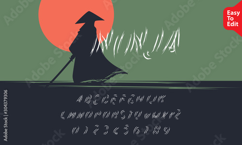 set of stylized alphabet letters and numbers. vector font snd alphabet ...