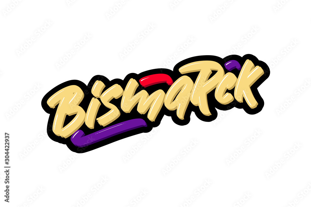 Bismarck hand drawn modern brush lettering text. Vector illustration ...