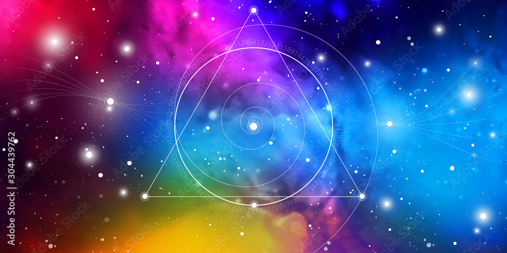 Sacred geometry website banner with golden ratio numbers, eternity ...