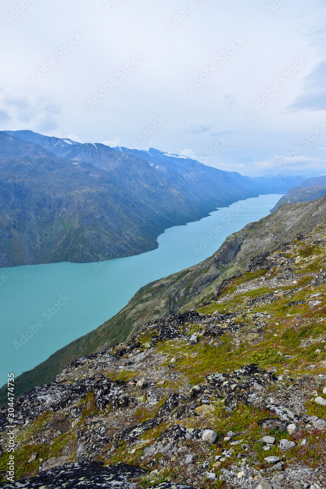 Above View (looking South West) of the Green Lake Gjende from the ...