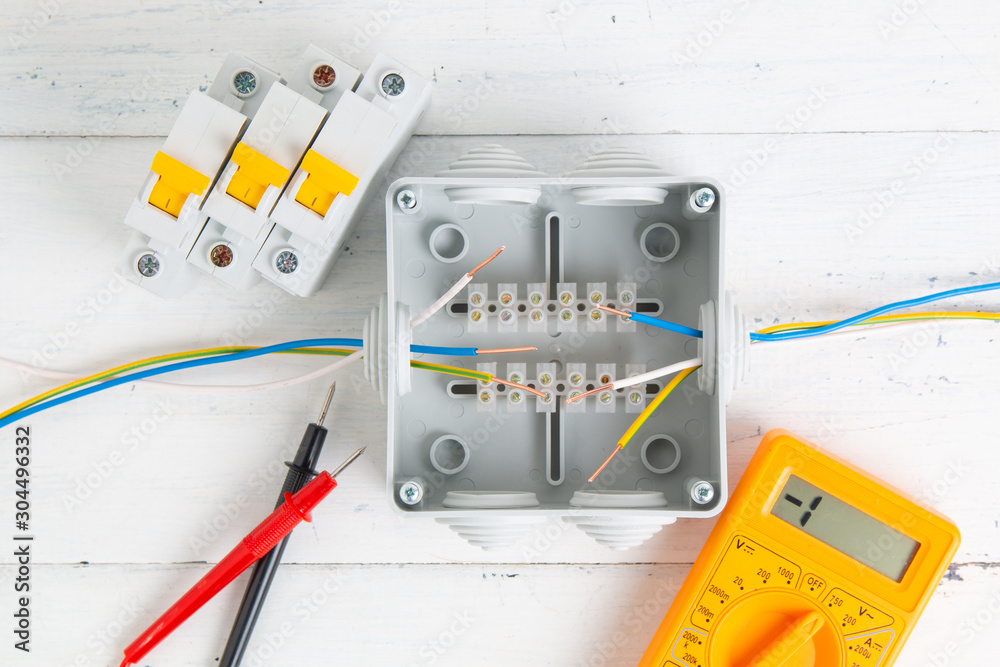 cutting box, digital multimeter, circuit breakers and installation of ...