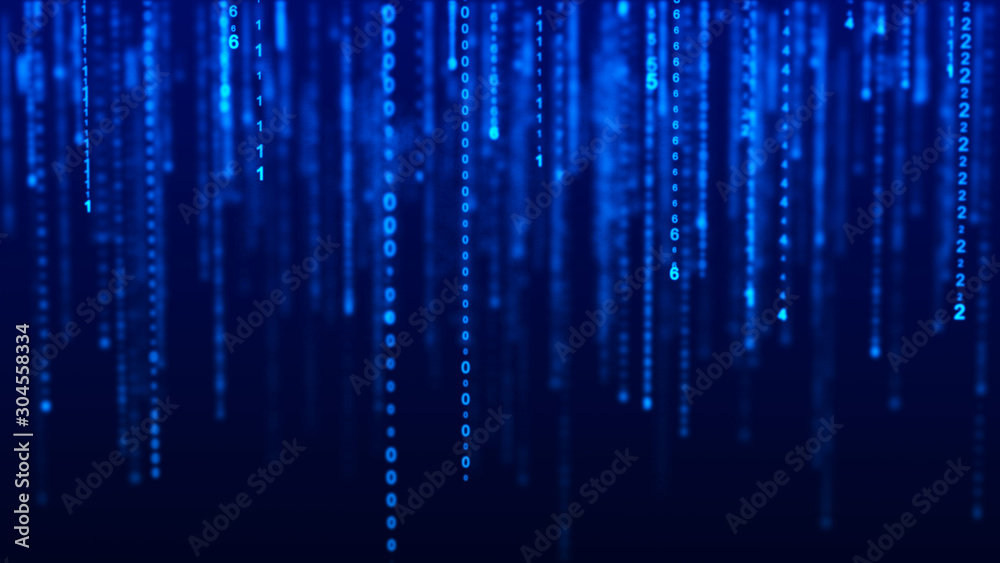 Digital background blue matrix. Binary computer code. Hacker concept. 3d rendering Stock Photo ...