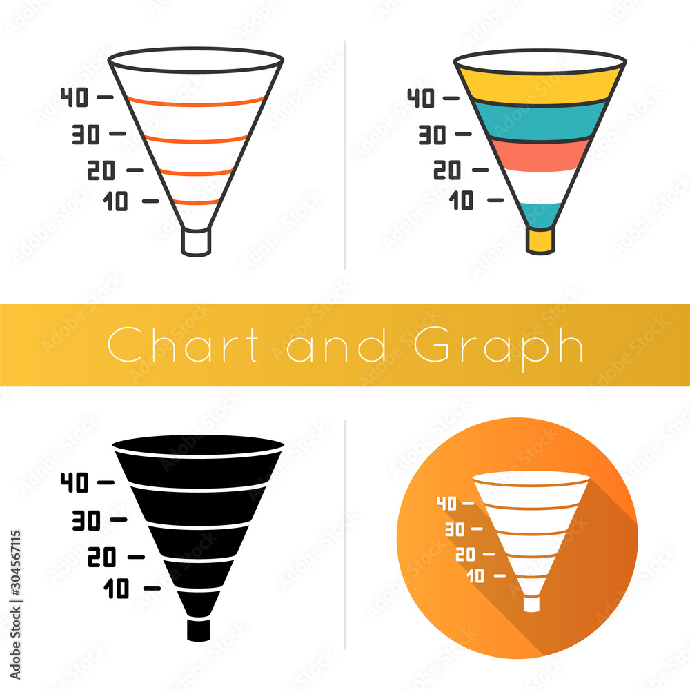 Funnel graph icon. Marketing strategy chart. Conversion economic plan ...