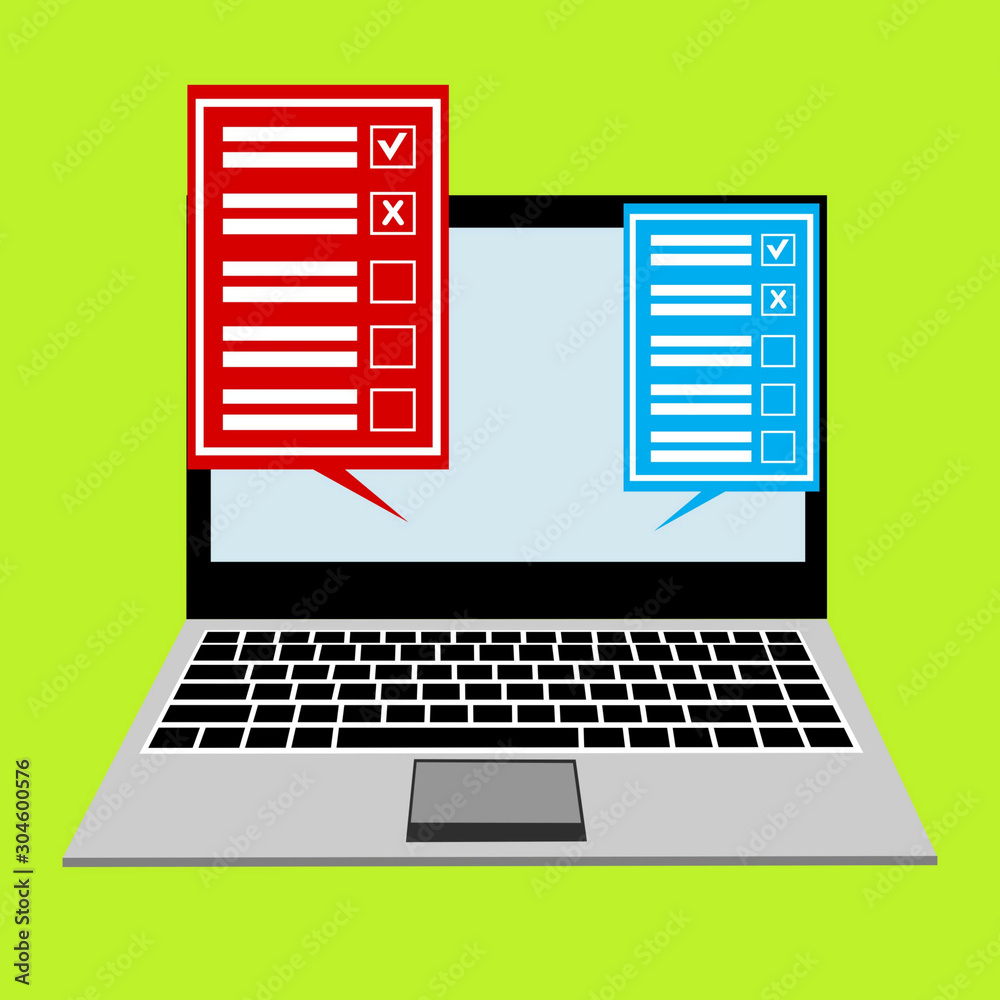 Online survey, form, checklist on computer screen. Vector illustration ...