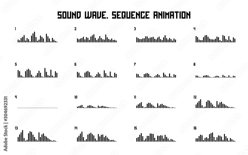 Sound wave sequence animation. Looped sprite for you motion design ...