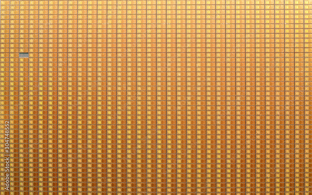 Silicon wafer with printed circuit computer chips Stock Photo | Adobe Stock