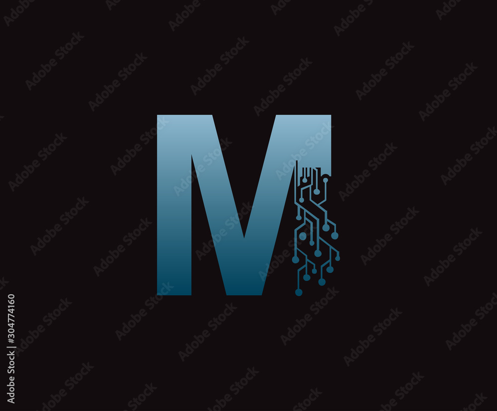 Digital M Letter Network Data Logo Icon Stock Vector | Adobe Stock