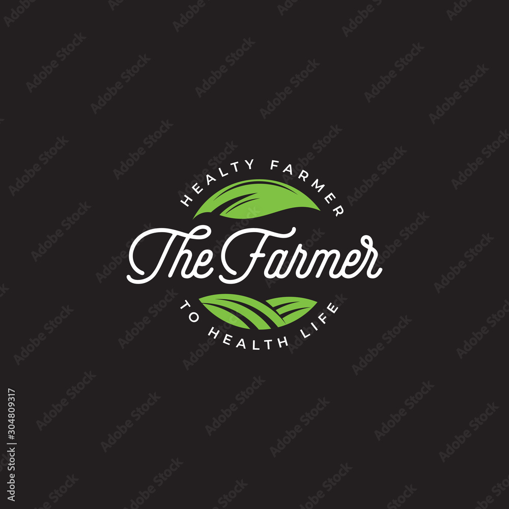 The farmer logo vector, farm badge logo template, Green farmer logo ...