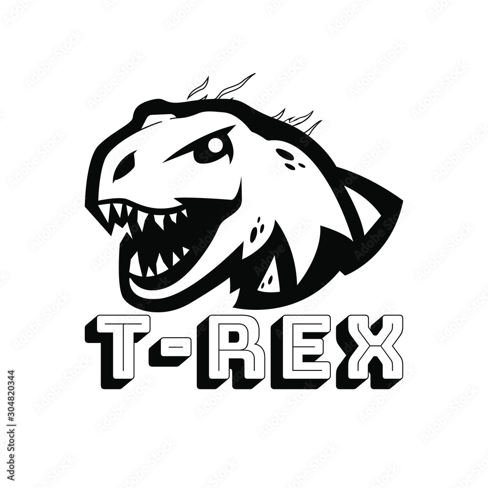 T-rex vector logo template on white background for sport, apparel ...