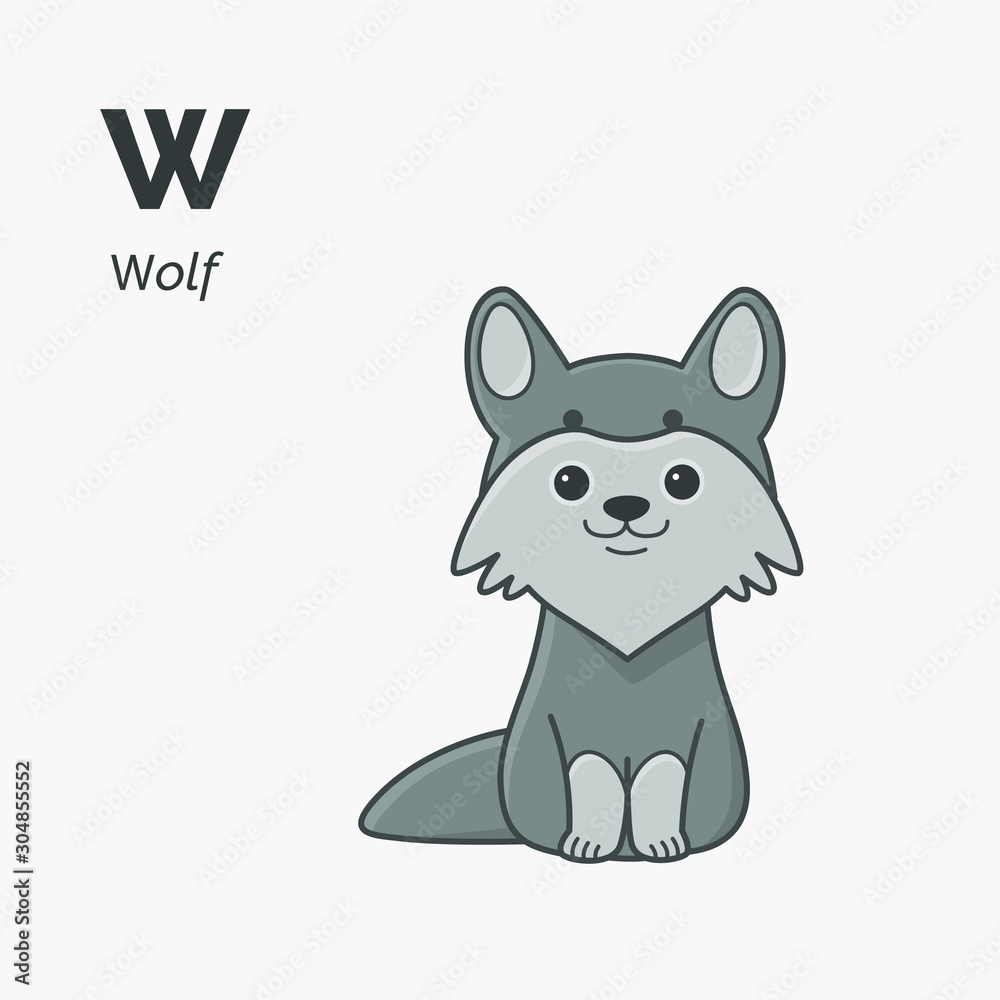 Cartoon wolf, cute character for children. Vector illustration in ...