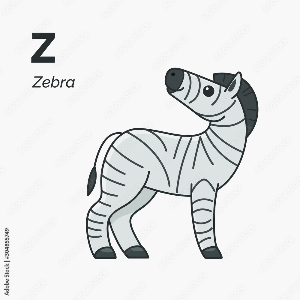 Cartoon zebra, cute character for children. Vector illustration in ...