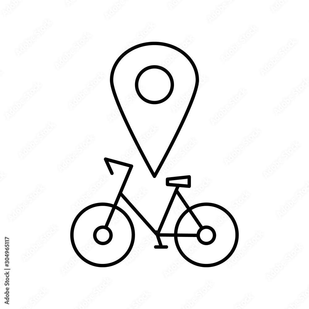 Electric bike icon on map pointer. Bicycle icon symbol design. Vector ...