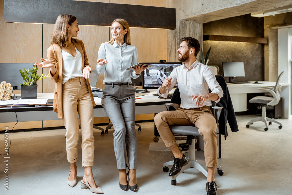 Stock-Foto „Creative office employees working on some architectural ...