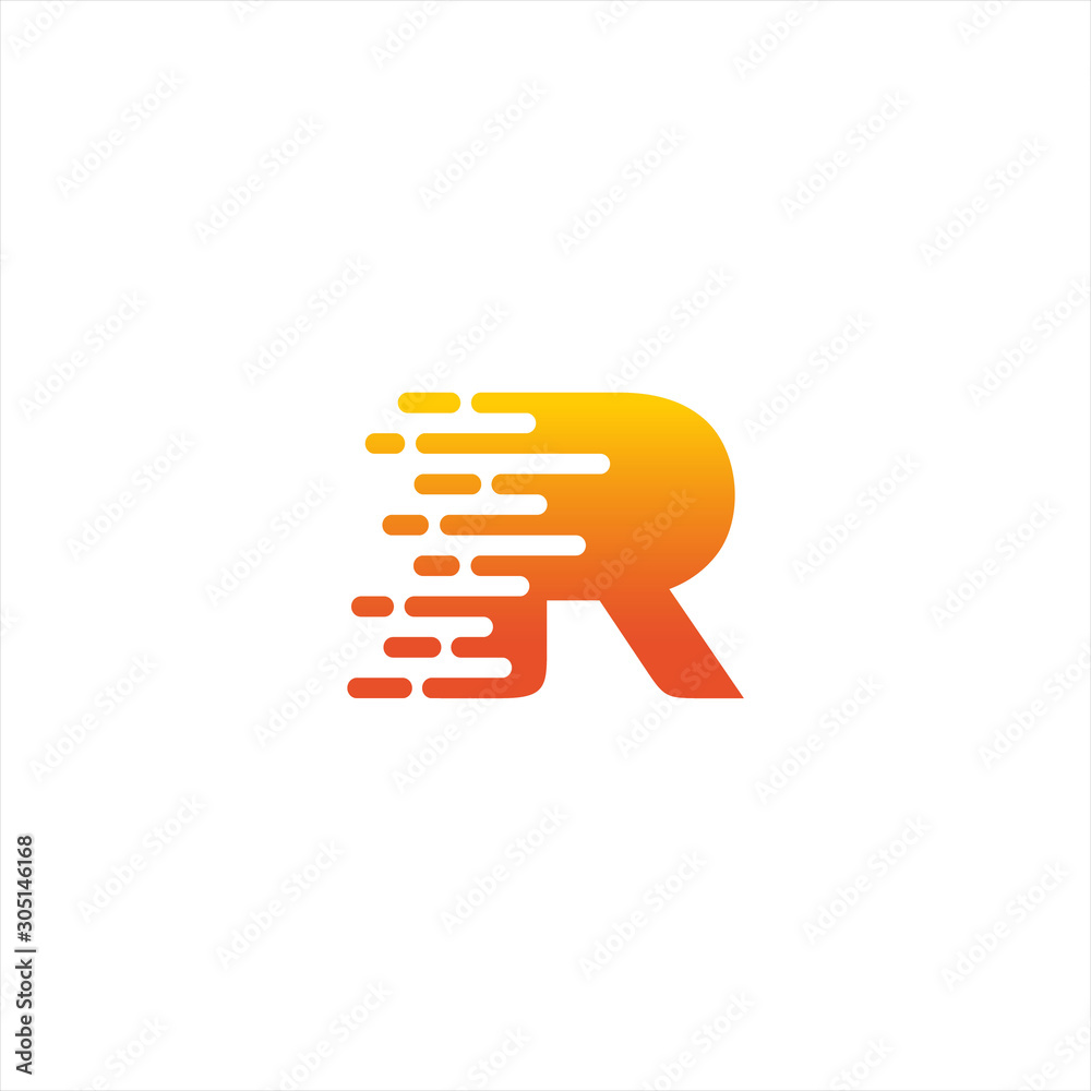 Motion Speed Line Letter R Logo Design Template Element Stock Vector ...