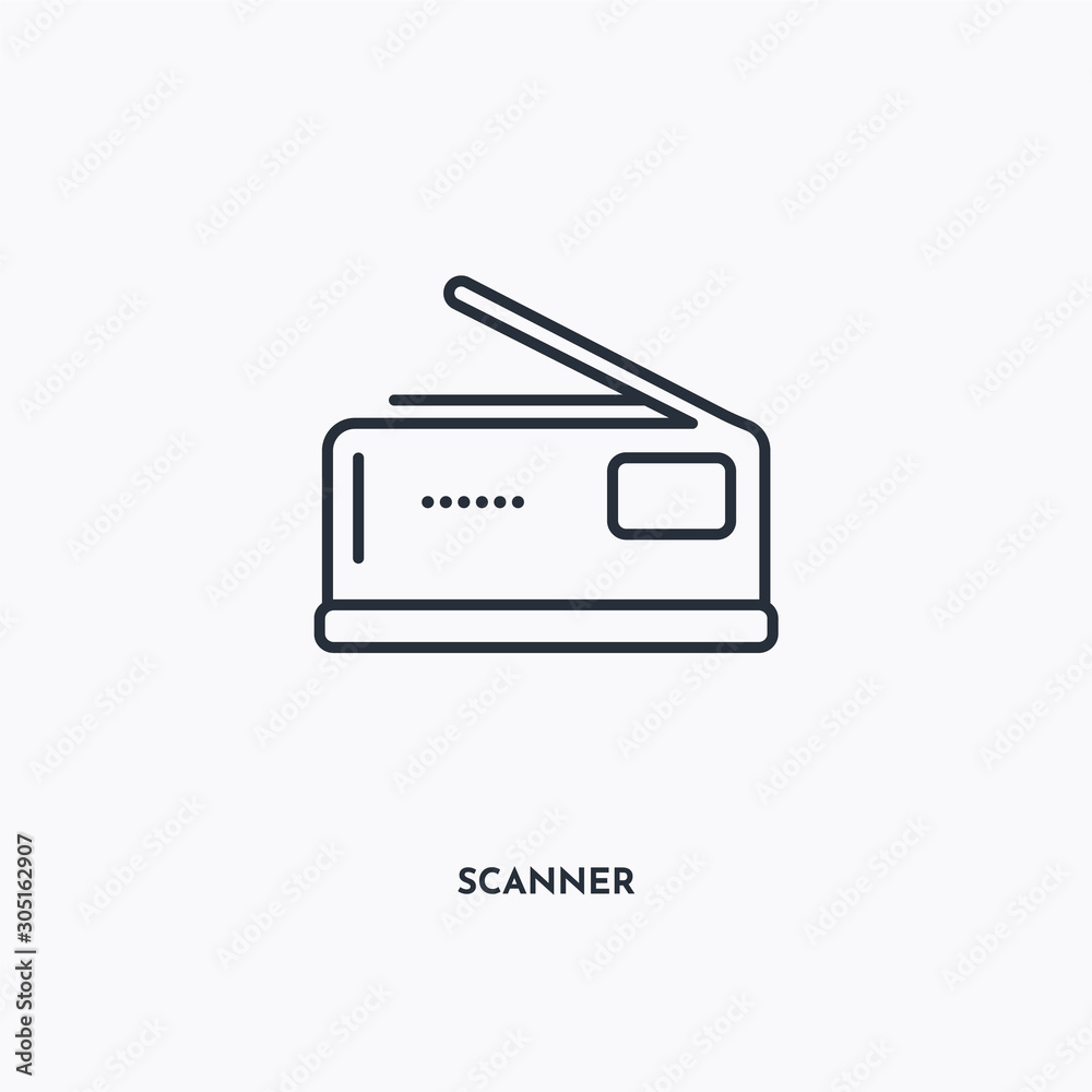 scanner outline icon. Simple linear element illustration. Isolated line ...