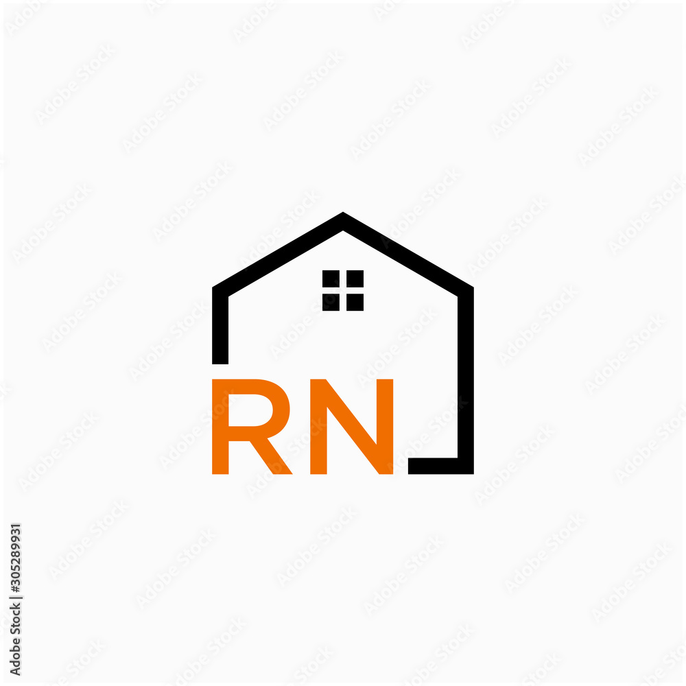letter RN with Line House Real Estate Logo. home initial R N concept ...